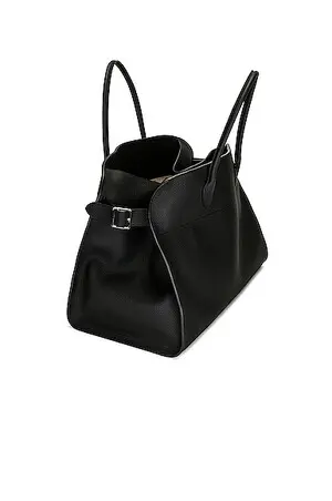 The Row Soft Margaux 17 Bag In Navy - Black Pld | Editorialist